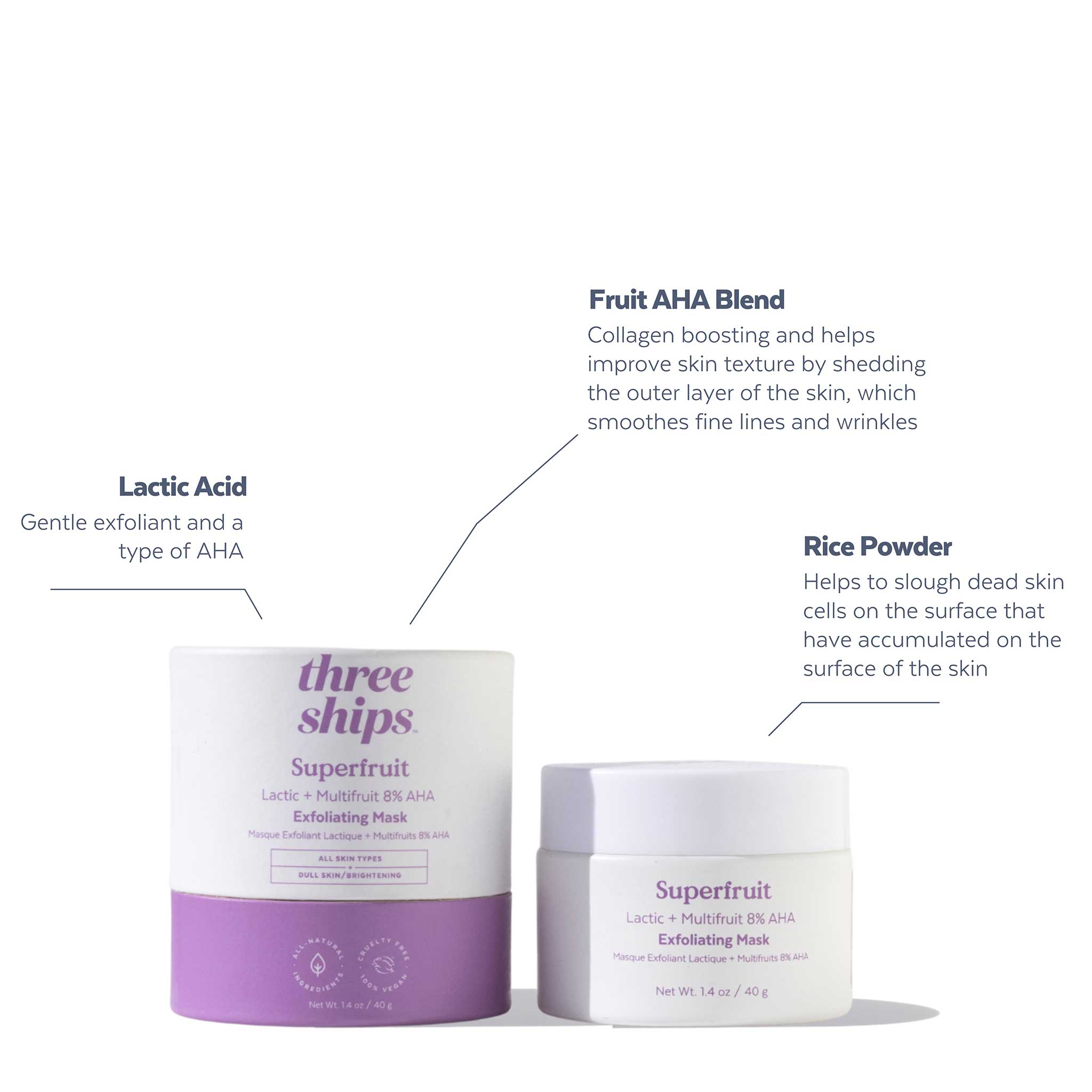 Three Ships - Superfruit Lactic + Multifruit 8% AHA Exfoliating Mask I ...